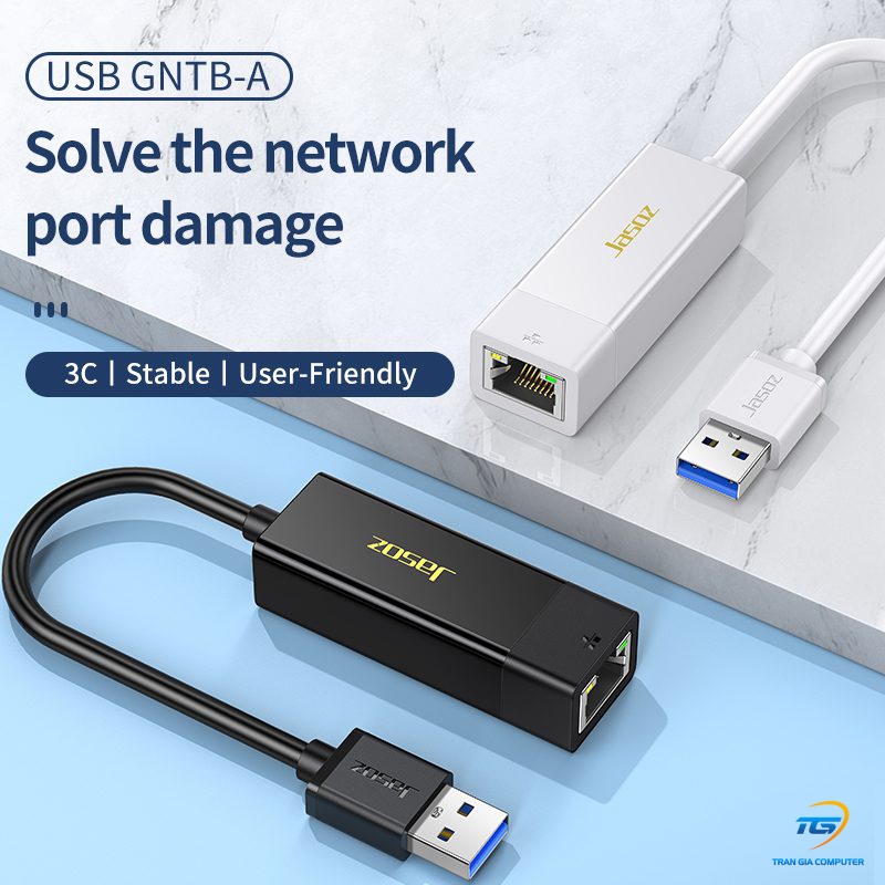 Dây chuyển đổi USB 3.0 sang RJ45 Gigabit dài 20cm, màu đen JASOZ F103 T ...