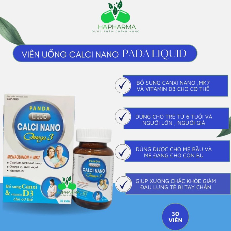 Viên uống Panda Liquid Calci Nano Omega3 Hỗ trợ sức khỏe xương, khớp ...
