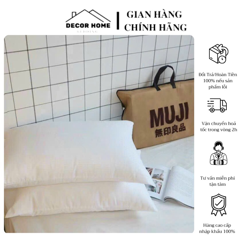 Đôi Ruột Gối Muji Cao Cấp Kích Thước 50x70cm ( Nặng 1,5kg ) Mềm Mại , Thoáng Khí , Kháng Khuẩn ...