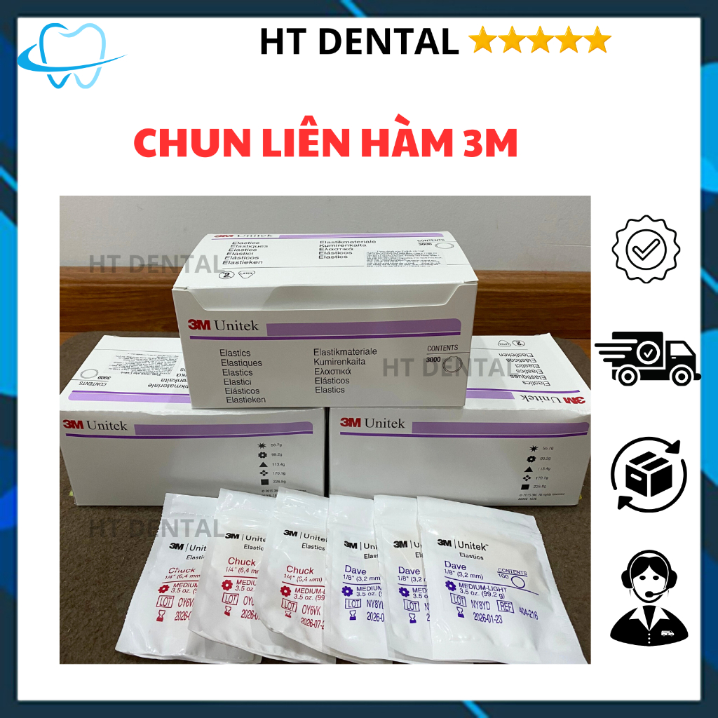 (Túi 100 Chiếc) Chun Liên Hàm Chỉnh Nha 3M Unitek Elastics Hỗ Trợ Niềng ...