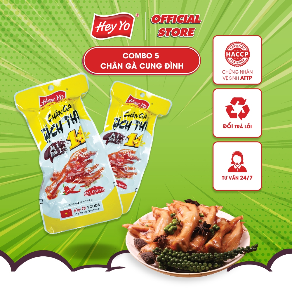 Combo 5 chân gà cay Hey Yo 1+1 (70g), Chân gà ủ vị Bách Thảo đảm bảo VSATTP | Shopee Việt Nam