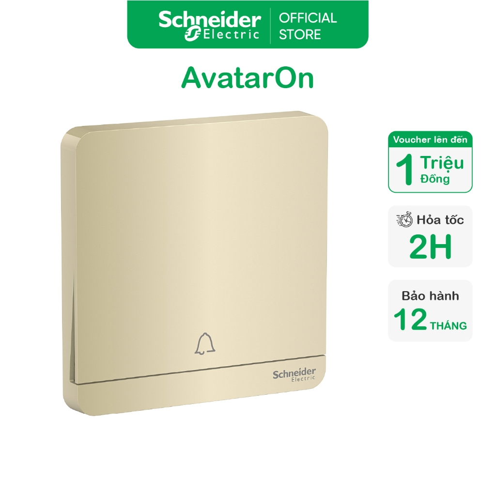 Nút nhấn chuông 10A - Vàng ánh kim - 250VAC dòng Avataron - Schneider ...