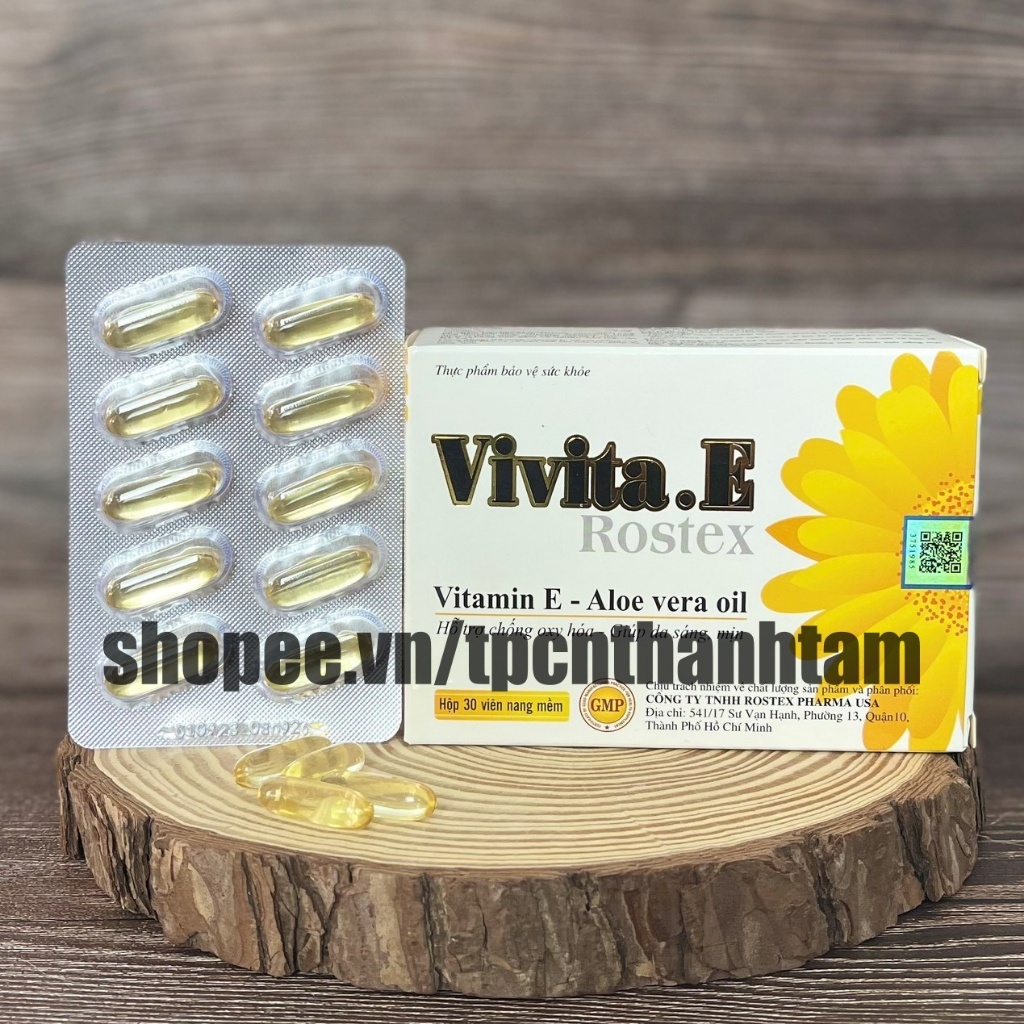 Vivita E Trắng Viên uống đẹp da Vitamin E 4000mcg, tinh dầu lô hội làm ...