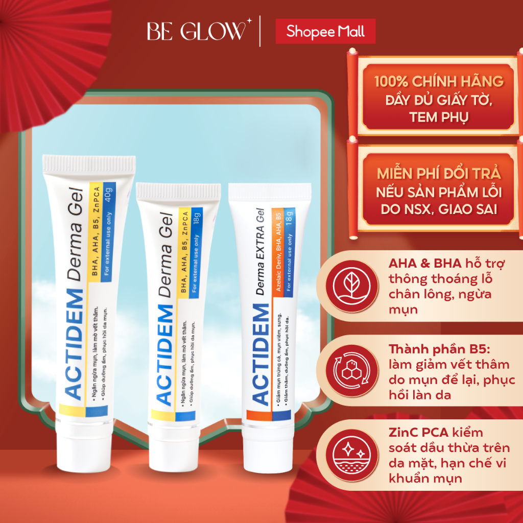 Gel giảm mụn, dưỡng ẩm da ACTIDEM Derma Gel 18gr / 40gr - Be Glow ...