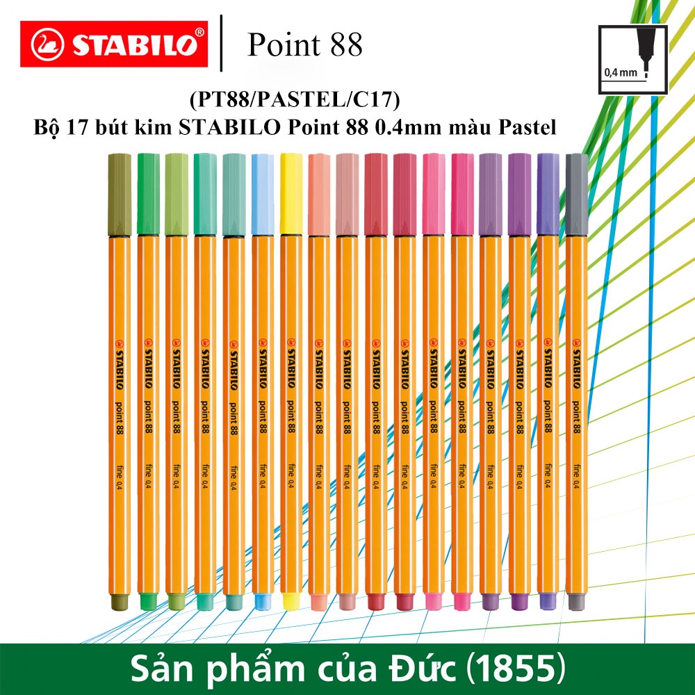 Bộ 17 bút kim STABILO Point 88 0.4mm màu Pastel | Shopee Việt Nam