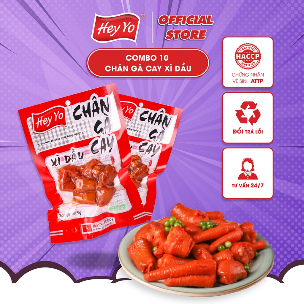 Combo 10 Chân Gà Cay Hey Yo Xì dầu 80g hàng Việt Nam thơm ngon chất ...