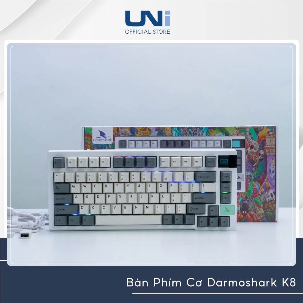 Bàn Phím Cơ Darmoshark K8 (White - Grey - Mới, Full box, Chính hãng ...