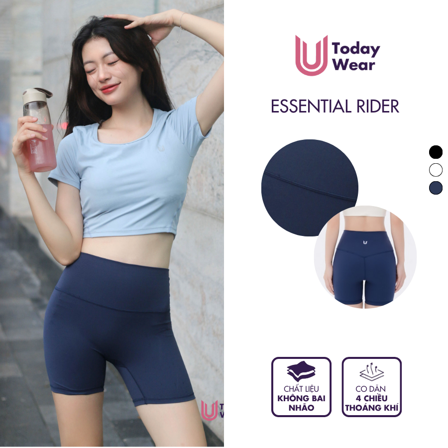 Quần tập gym yoga lửng dáng biker ngắn thể thao Essential Rider lưng cao nâng vòng 3 Today U ...