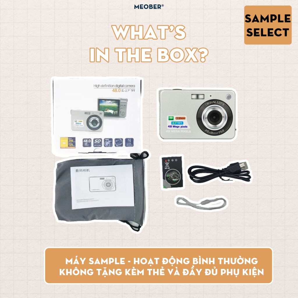 [Tặng thẻ nhớ] Máy Chụp hình mini digital v2 50MP Super Zoom, quay phim 4K, video slow-mo, lens ...