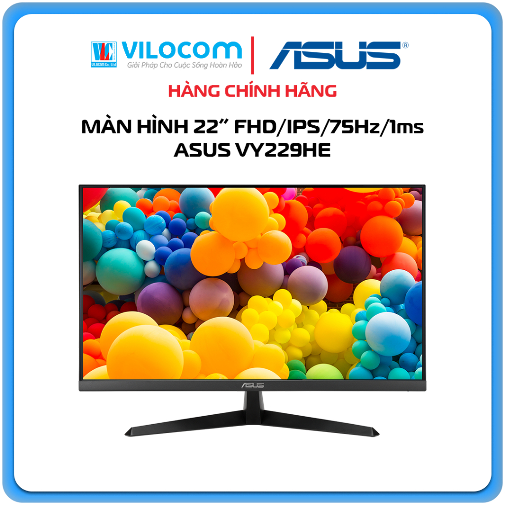 Màn hình ASUS VY229HE Eye Care – 22 incH FHD, IPS, 75Hz, IPS, 1ms (MPRT), xử lý kháng khuẩn ...