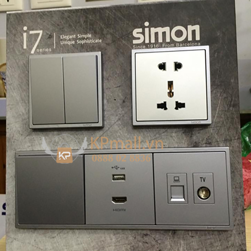 Module ổ cắm 2 chấu, 3 chấu, đa năng, usb, HDMI,... Simon Tây ban nha dòng i7 cao cấp | Shopee ...