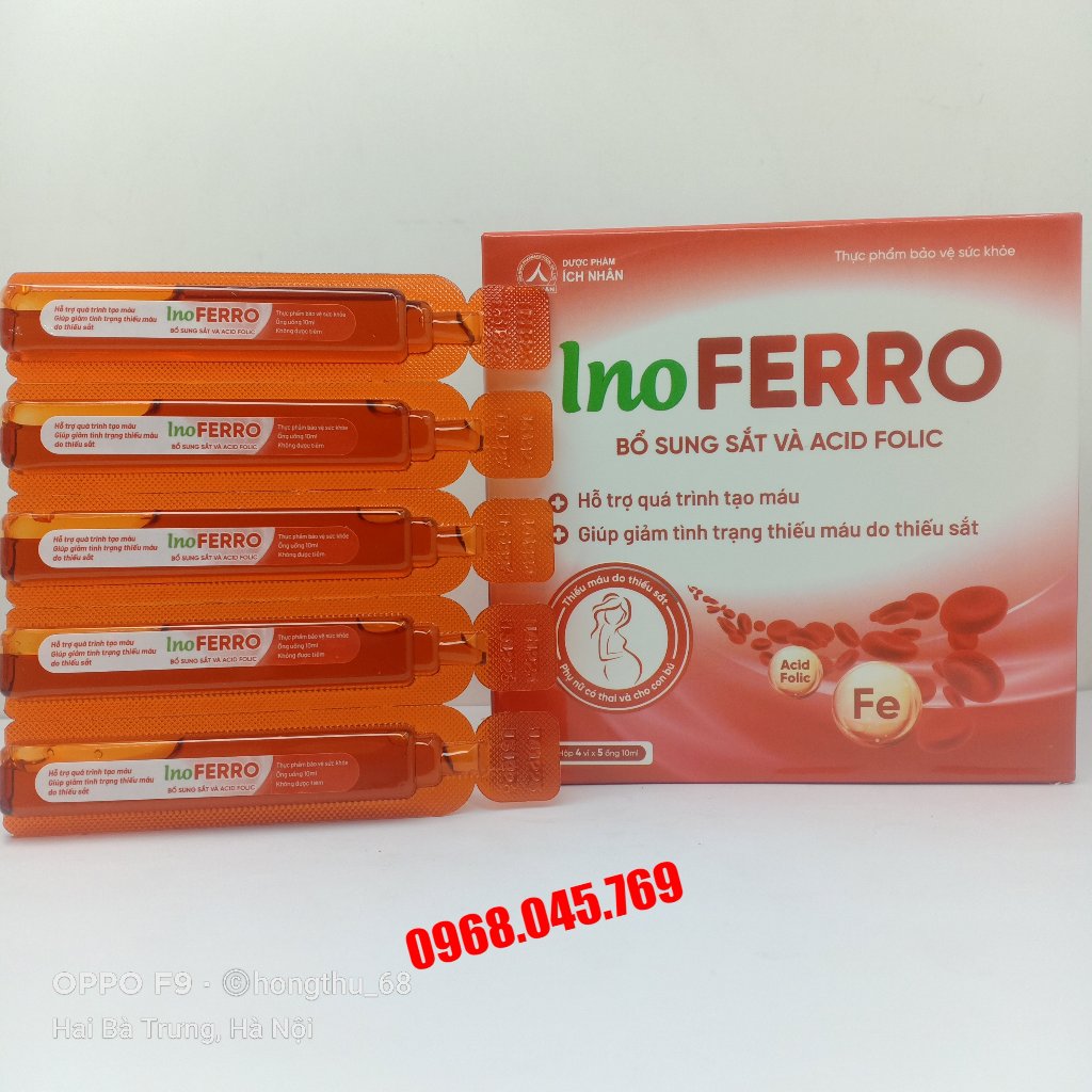Ino FERRO hộp 20 ống - Giúp bổ sung sắt và acid folic, hỗ trợ quá trình ...
