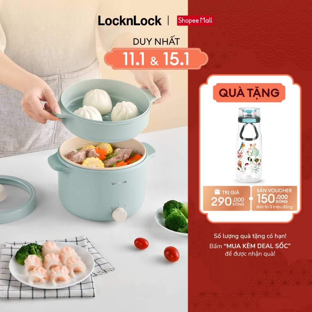Nồi điện đa năng Lock&Lock Electric multi pot 2L- Màu mint EJP156MIT ...