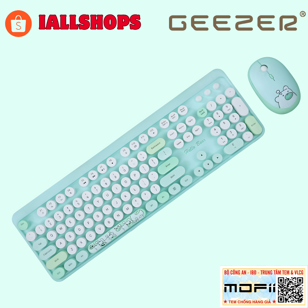 COMBO Bàn Phím VÀ Chuột Không Dây (2.4Ghz) GEEZER By MOFII HELLO BEAR ...