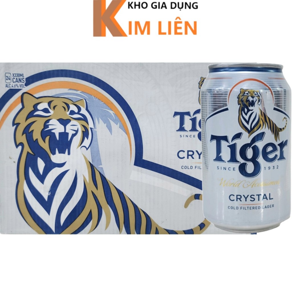 Thùng 24 lon bia TIGER Bạc Crystal 330ml nội địa Thái Lan - Loại lon lùn | Shopee Việt Nam