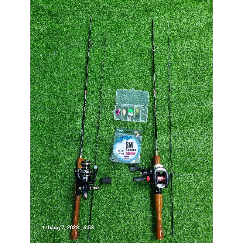 Bộ cần câu cá lure UL cán gỗ 1m5 1m68 1m8 1m98 máy đứng ac2000 và máy ...