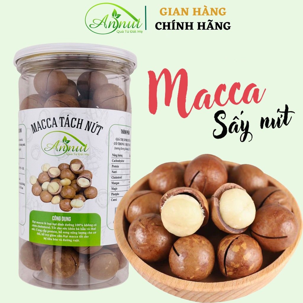 Hạt Macca nứt vỏ Organic Daklak giòn tan không hôi dầu kèm tách vỏ hũ ...