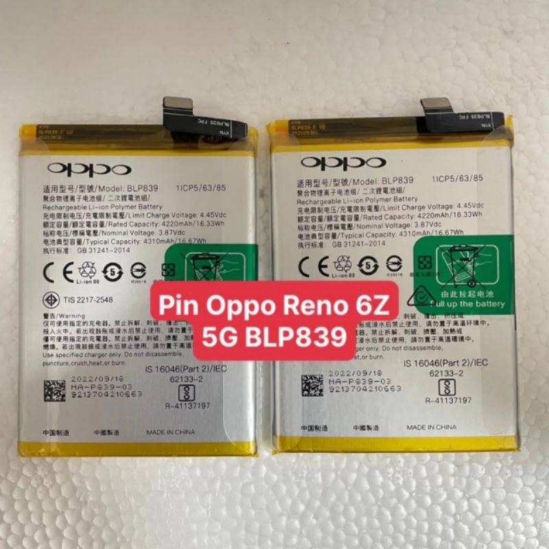 Pin cho máy Oppo A95 – 5G / Reno 6Z (BLP839)bảo hành 6 tháng | Shopee ...