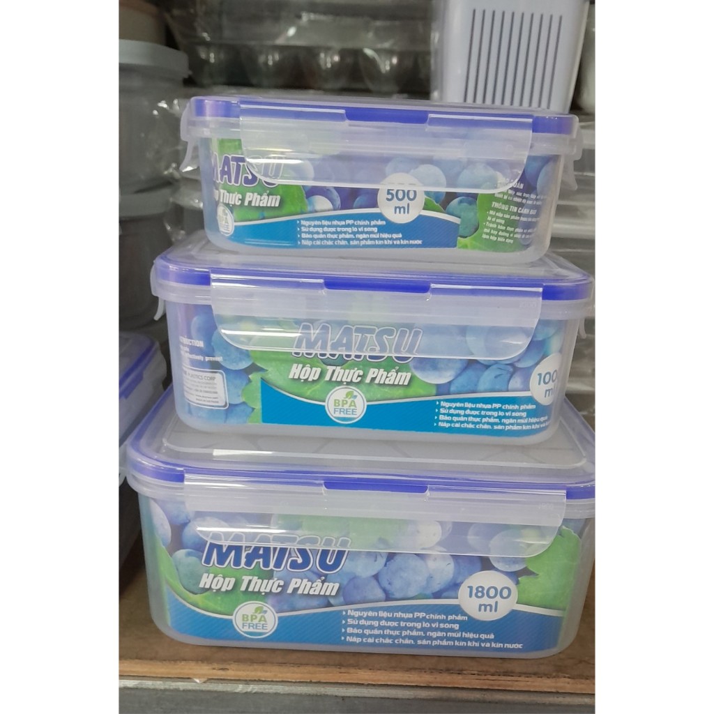 Bộ 3 Hộp thực phẩm chữ nhật Matsu Duy Tân 500ml-1000ml-1800ml | Shopee Việt Nam