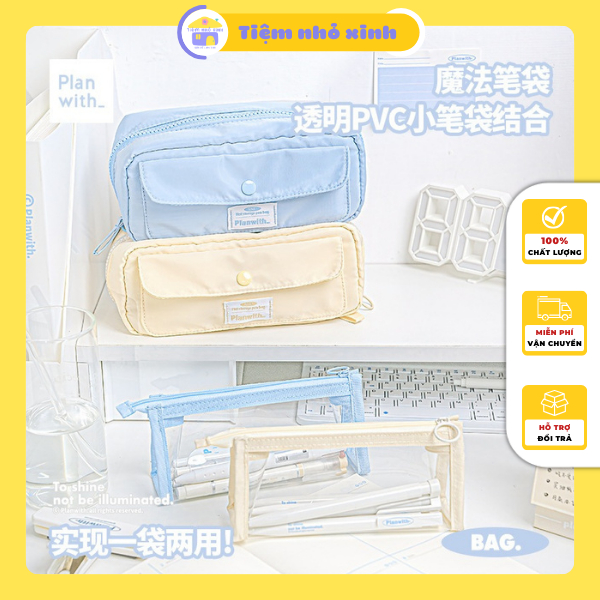 Túi/Hộp đựng bút ba chiều PLANWITH Multi-3Dbag sức chứa lớn có ngăn nhựa có thể tháo rời ...