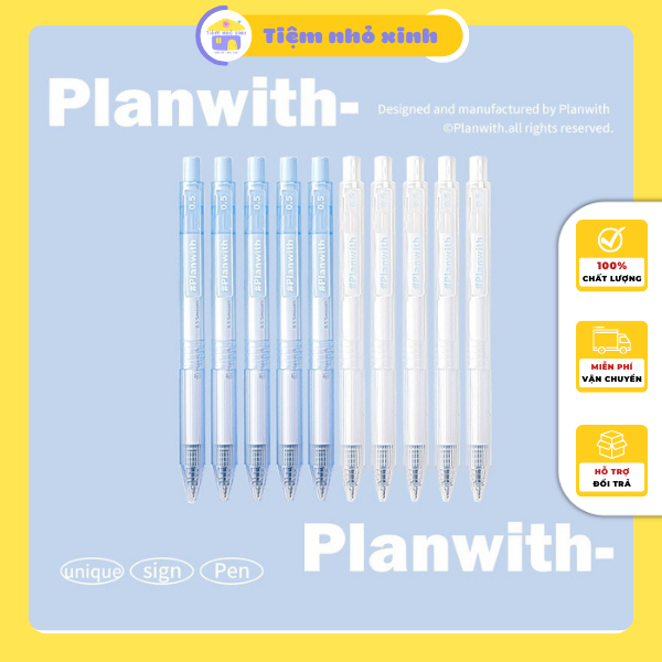 Bút gel mực đen PLANWITH- ECHO thân trong suốt, viết êm, ngòi 0.5mm có đệm mút tay | Shopee Việt Nam