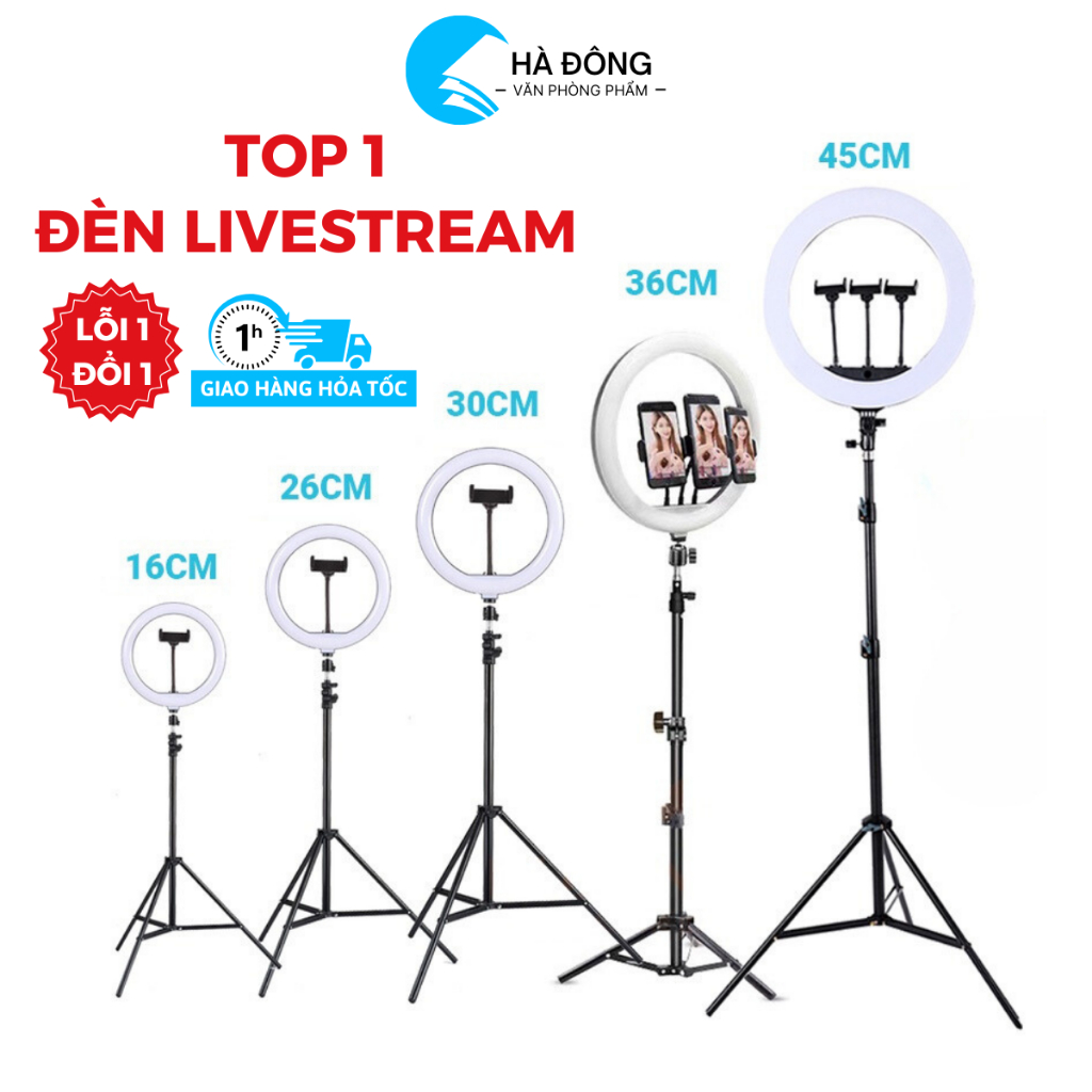 Đèn livestream cao cấp size 26 30 36 45 54 bán hàng chuyên nghiệp,combo bộ cây livestream kèm ...