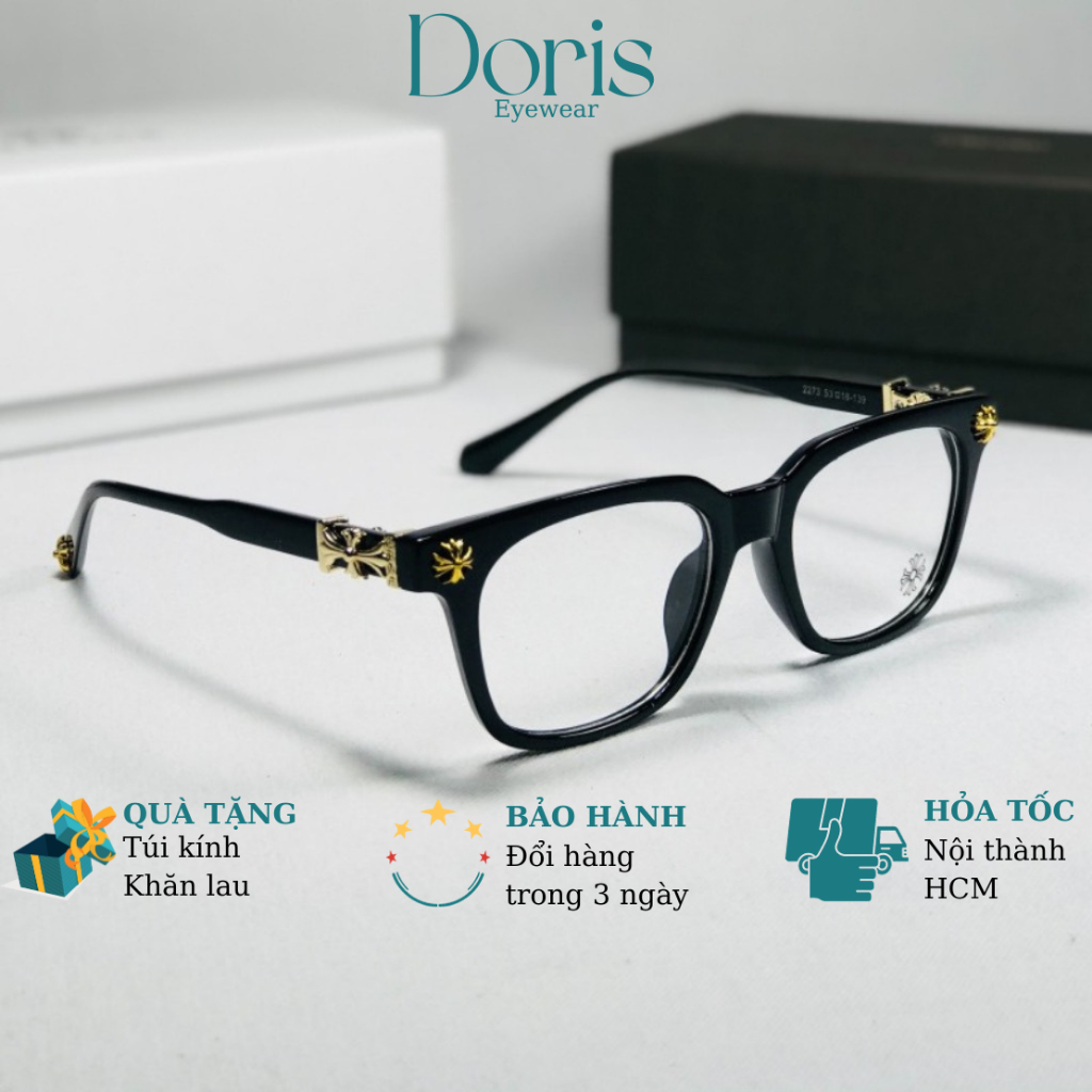 Gọng Kính Cận Vuông CH 2273 DORIS Mắt Kính Thời Trang Họa Tiết Kim Loại ...