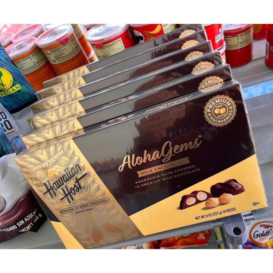 Socola nhân Mắc ca Hawaiian Host Aloha Gems Macadamia Milk Chocolate ...