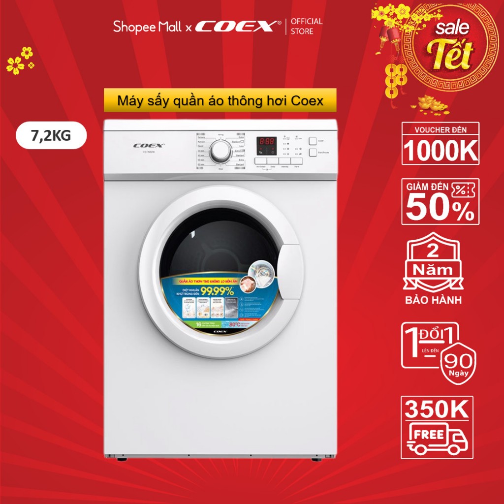 Máy sấy quần áo thông hơi Coex 7,2kg CD-70AVW | Shopee Việt Nam