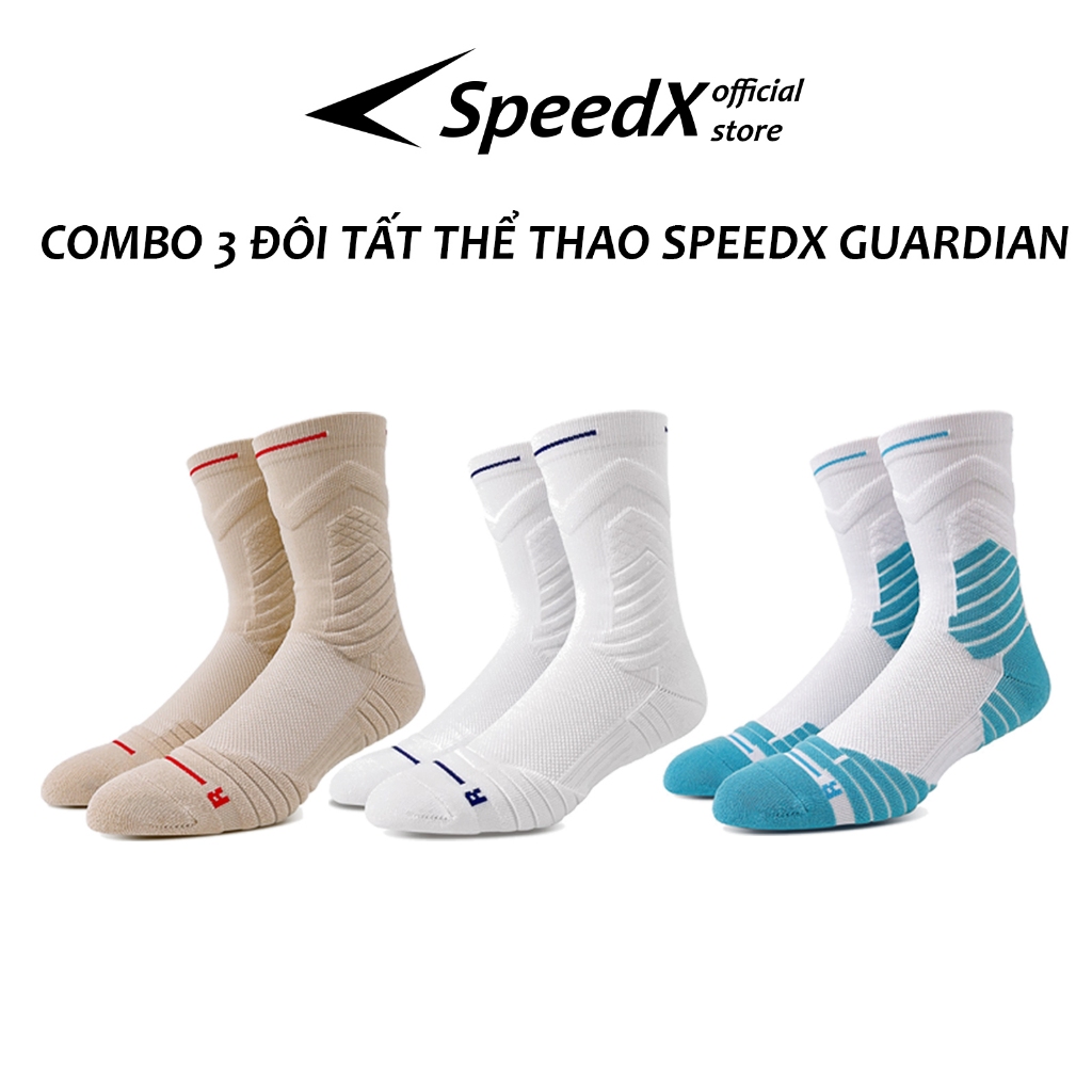 Combo 3 đôi tất thể thao bóng đá bóng rổ bảo vệ chân SpeedX Gurdian ...