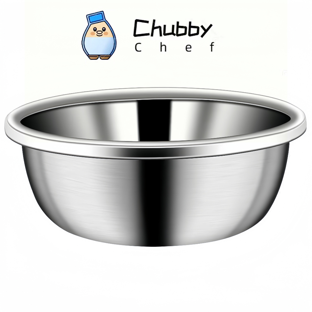 Thau inox đa năng Chubby Chef - Chậu inox cao cấp dày dặn có viền cầm tay đường kính 18-32cm rửa ...