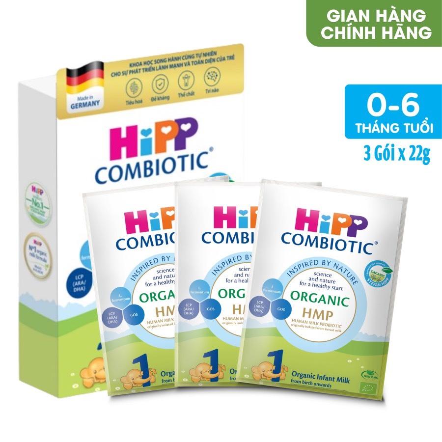 Combo 3 gói Sữa bột công thức HiPP 1 Organic Combiotic (3 gói x 22gram ...