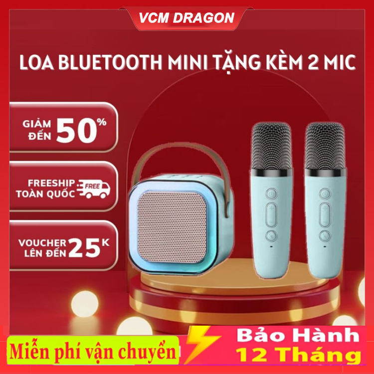 Loa Bluetooth Karaoke Mini K12 kèm mic không dây công suất 10W Thiết kế ...