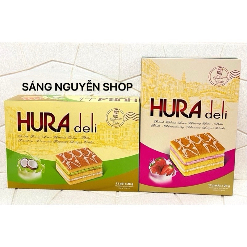 Bánh Bông Lan Hura Deli Hộp 336G (12 gói) | Shopee Việt Nam