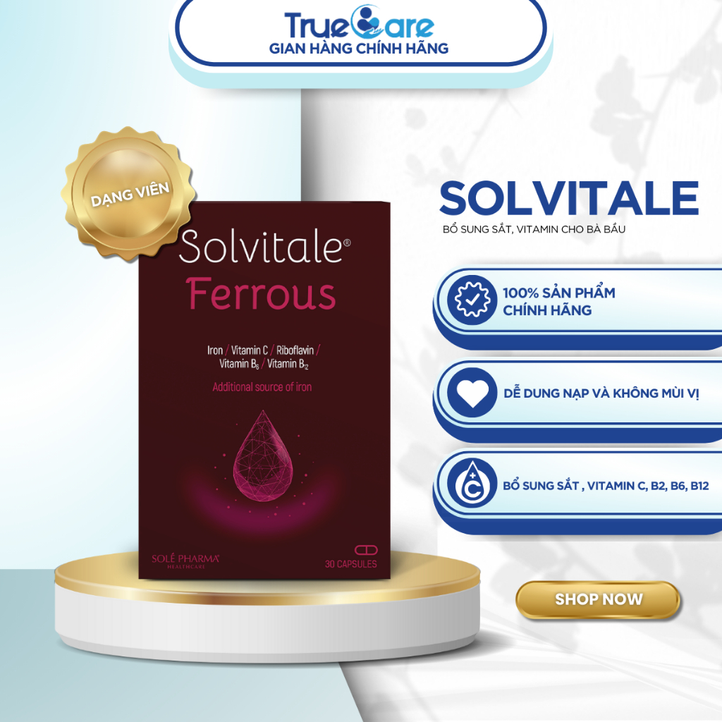 Viên uống bổ sung sắt Vitamin Solvitale cho bà bầu, hộp 30 viên | Dược ...