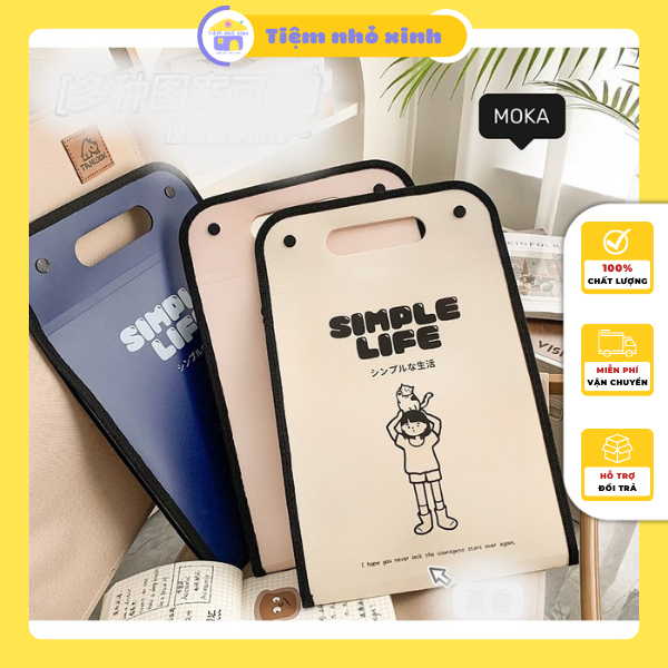 Bìa tài liệu MOKA Simple Life form dọc 13 ngăn viền vải thừng chắc chắn ...