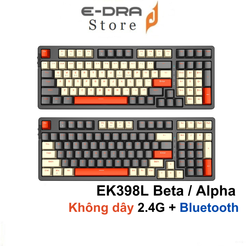 Bàn phím cơ Không dây E-DRA EK398L Beta / Alpha - Bluetooth/2.4Ghz ...
