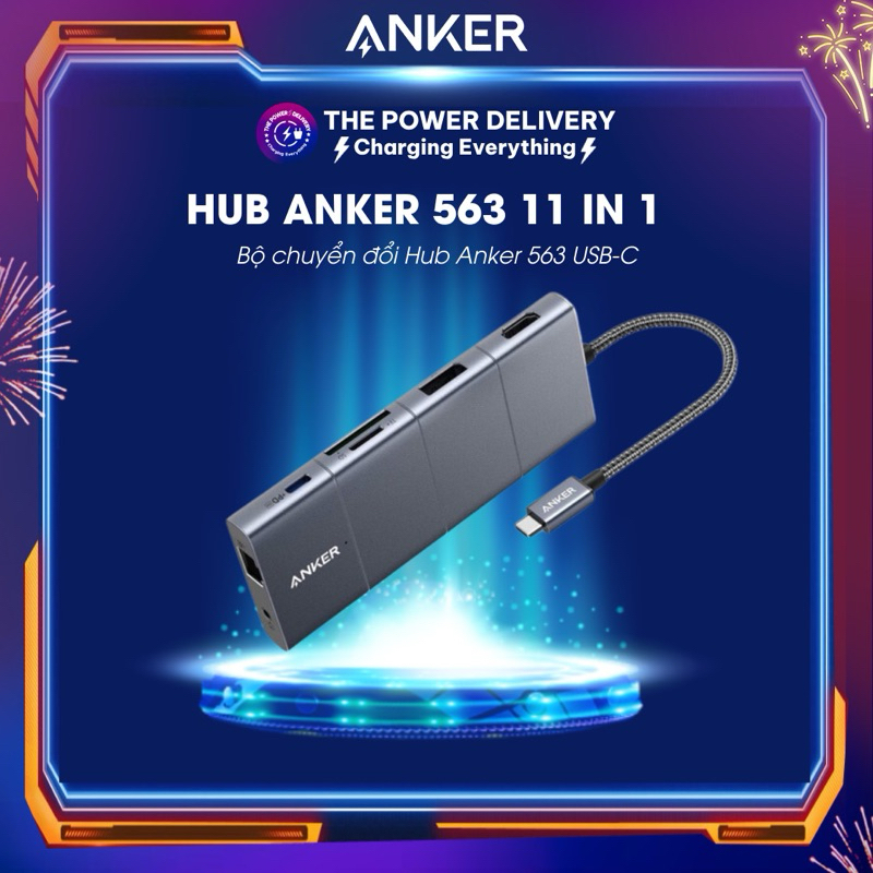 Bộ chuyển đổi Hub Anker 563 USB-C Hub (11 in 1) A8385 hỗ trợ PD 100w ...