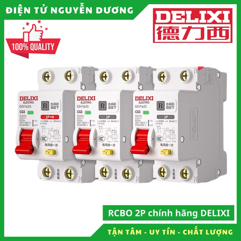 [ Chính hãng ] RCBO 2P DZ47sLES chính hãng Delixi, chống giật, chống quá tải, chống rò bảo vệ an ...