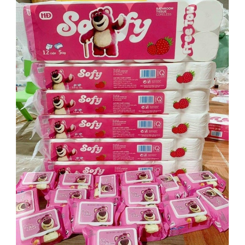 giấy vệ sinh soffy bịch 10cuộn( tặng thêm 2 cuộn và 1 gói giấy ướt ) | Shopee Việt Nam
