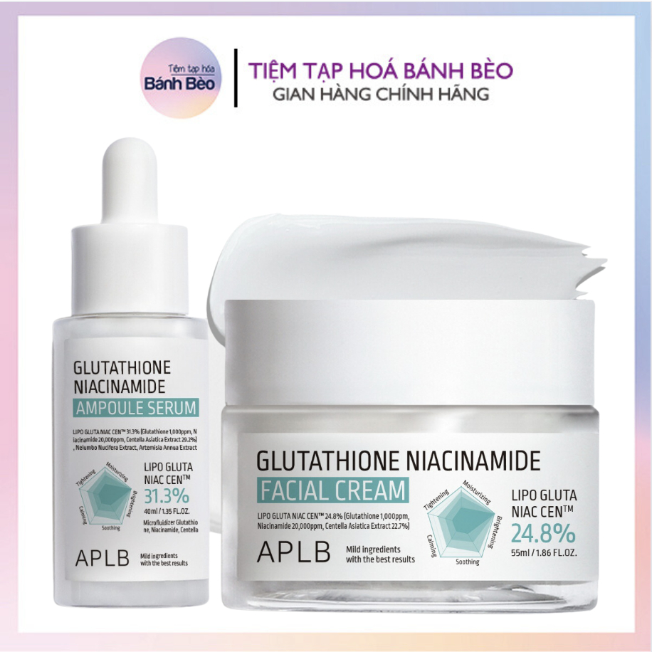 Bộ đôi Serum Kem Dưỡng Trắng Da Aplb Glutathione Niacinamide Facial