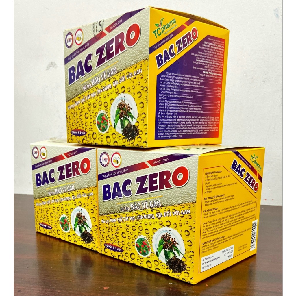 BAC ZERO Viên giảm nồng độ cồn - Viên nhai giải cồn do rượu bia gây ra ...