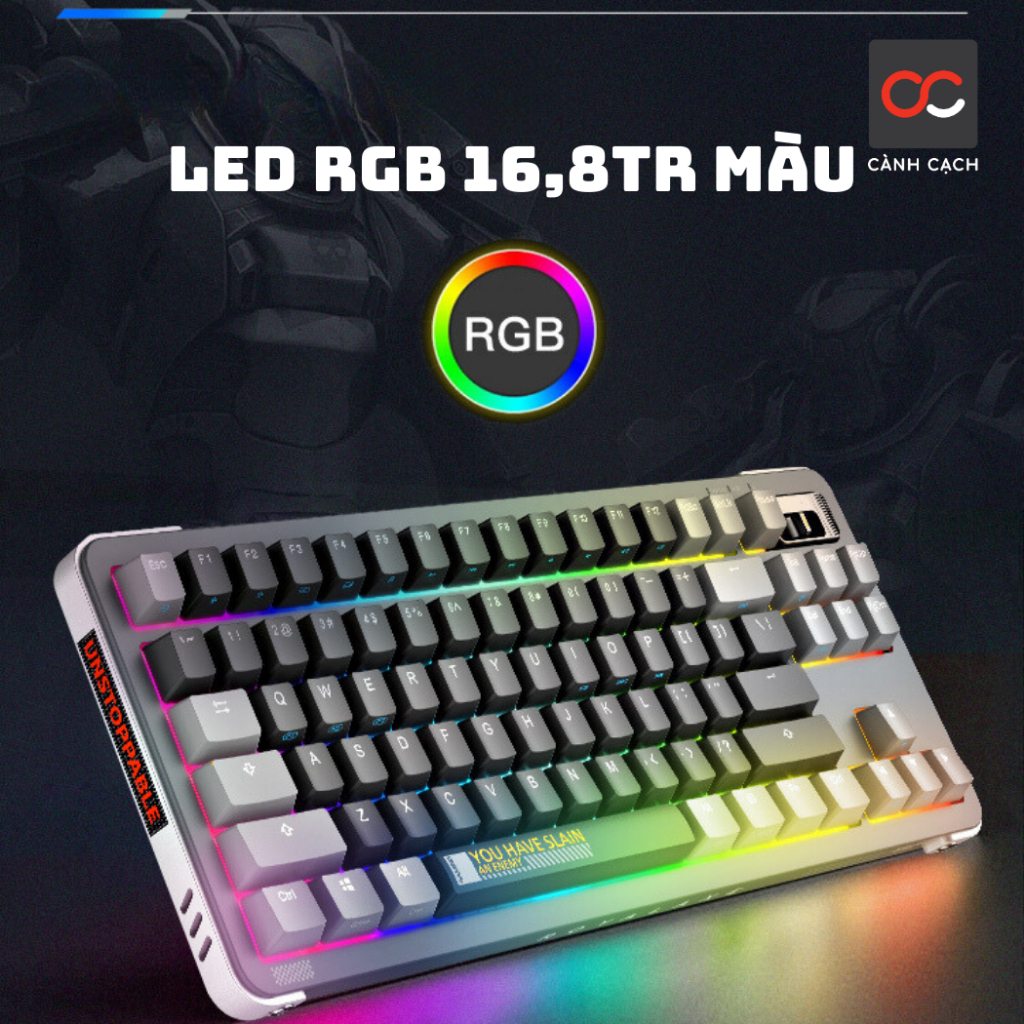 Bàn phím cơ không dây HOTSWAP Royal Axe Y68/Y87 Mạch Ngược LED RGB ...