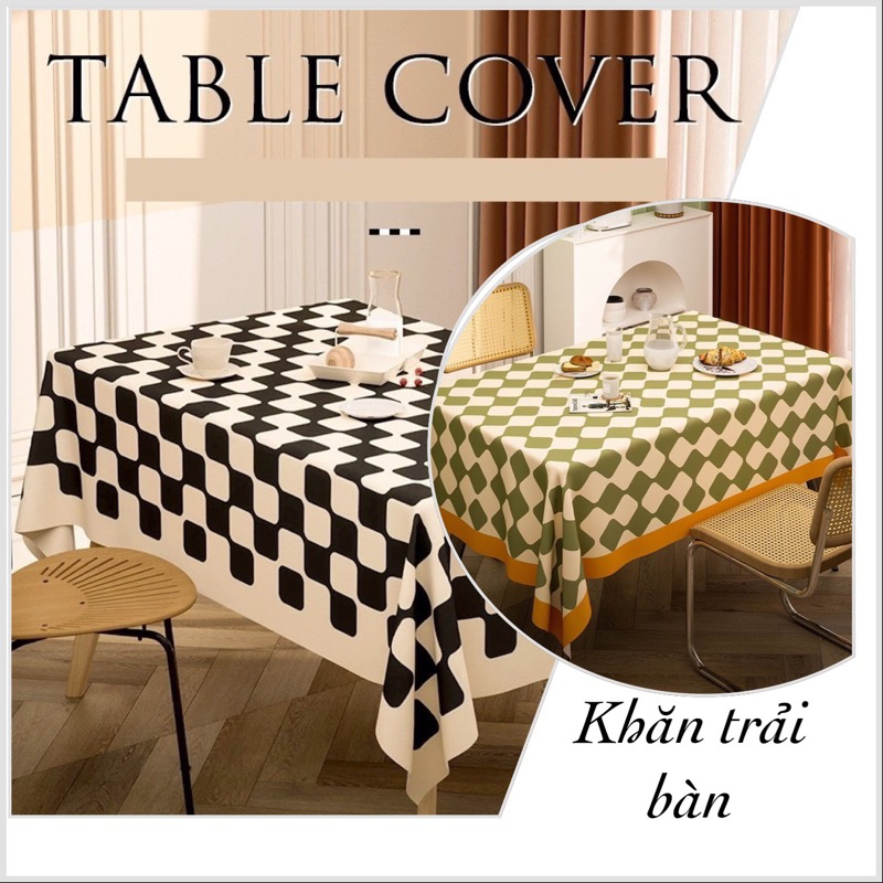 Khăn trải bàn họa tiết Caro chất liệu vải lông đào phong cách hiện đại ...