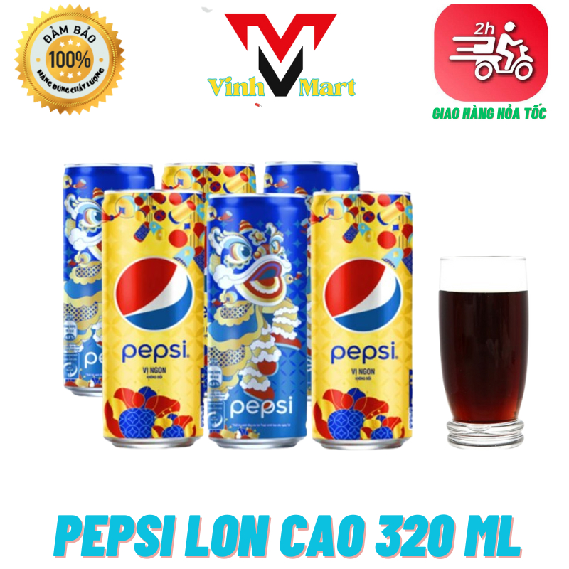 Pepsi Lon Cao 1 Lốc 6 Lon 320 Ml | Shopee Việt Nam