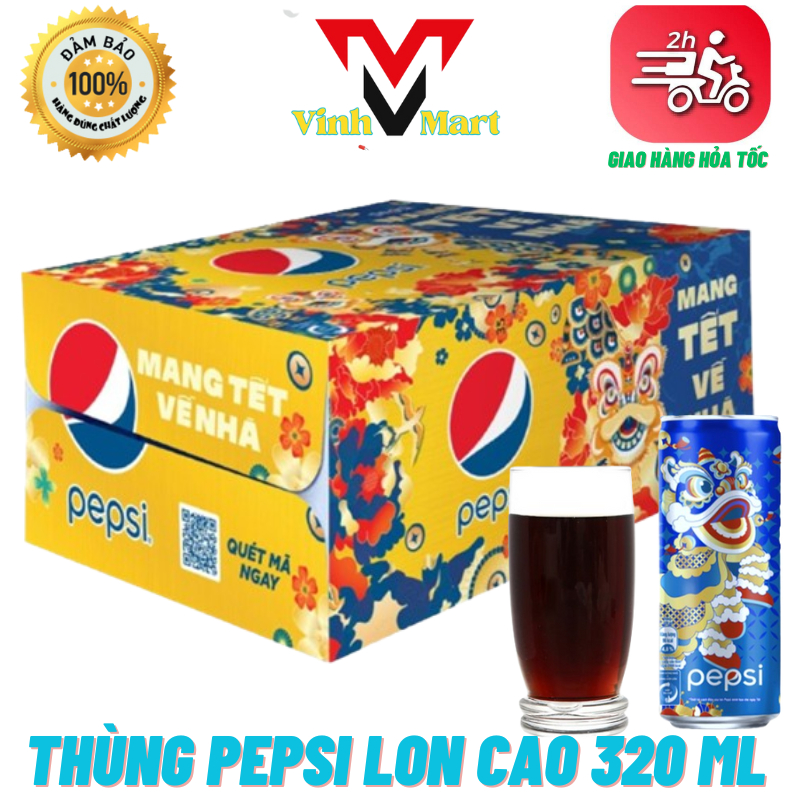 Pepsi Lon Cao Thùng 24 Lon 320 Ml - Vinh Mart | Shopee Việt Nam