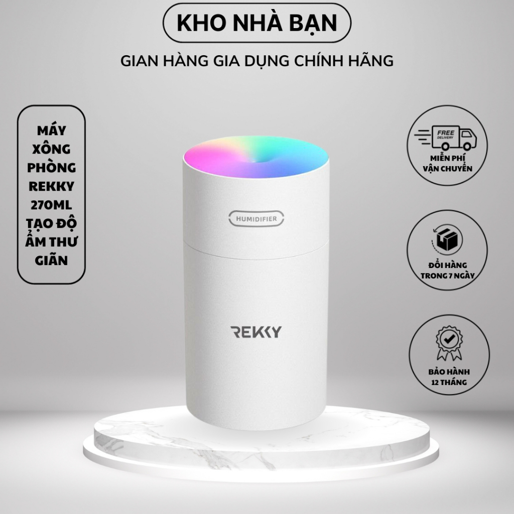Máy xông phòng phun sương có thể kết hợp tinh dầu mini REKKY D108 tạo độ ẩm thư giãn, dễ chịu ...