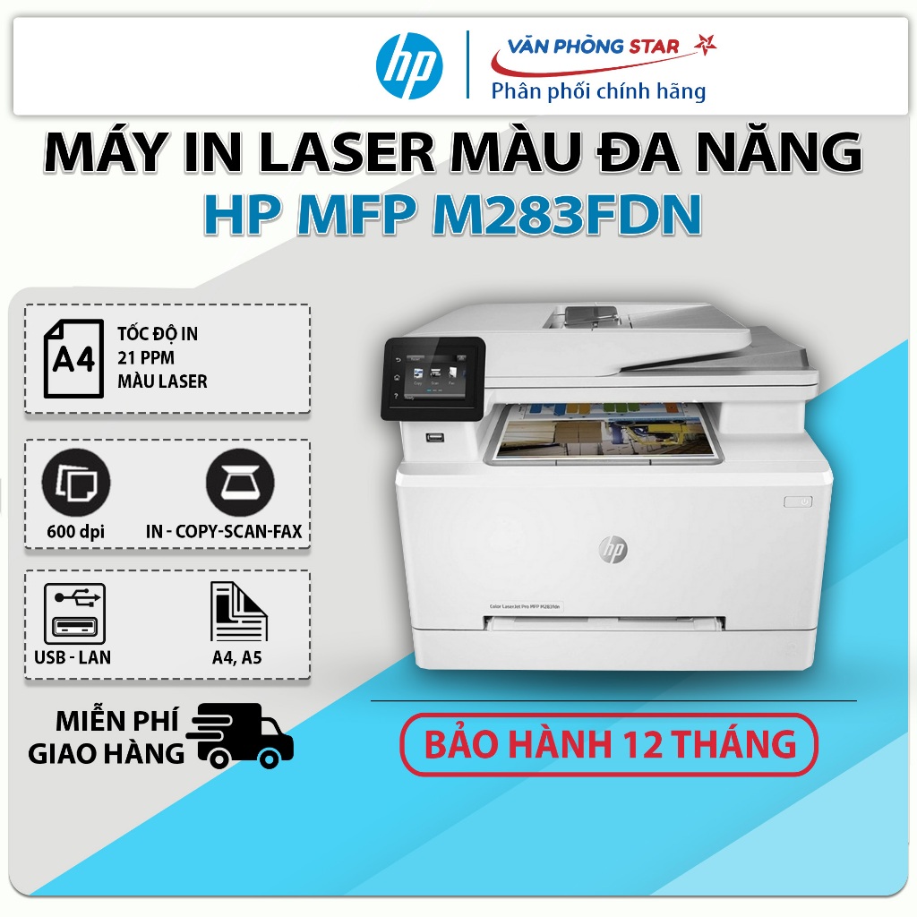 Máy in màu đa chức năng HP LaserJet Pro MFP M283fdw. Máy in đảo mặt tốc ...