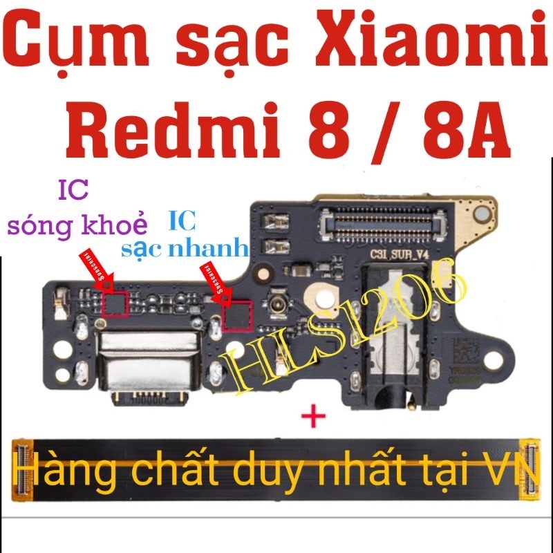 Cụm chân sạc Xiaomi redmi 8 8A không dùng cho máy hở CPU lỗi míc mất ...