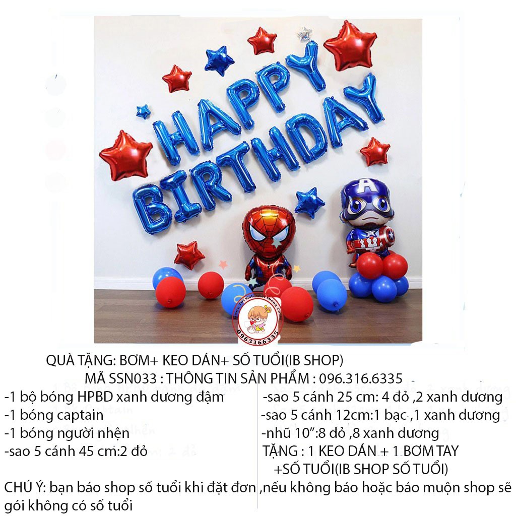 (MIỄN SHIP)(TẶNG SỐ TUỔI)Tổng hợp sét bóng trang trí sinh nhật bé trai ...